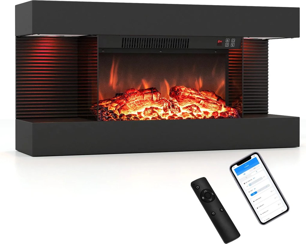 Costway Třístranný elektrický krb 81 cm s LED, černý