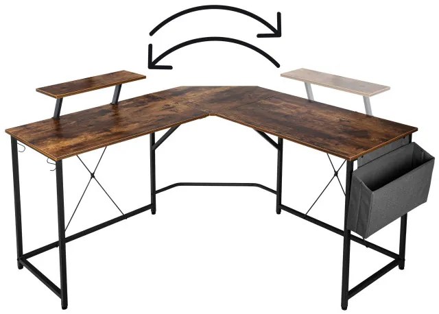 Rohový kancelářský stůl AMORA Rustic