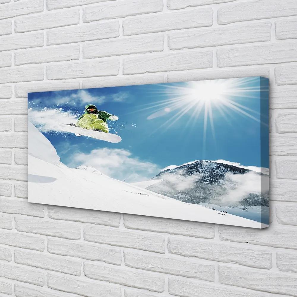 Obrazy na plátně Man mountain snow board 120x60 cm