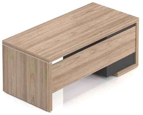 Stůl Lineart 180 x 85 cm + levý kontejner a krycí panel / Jilm světlý a antracit