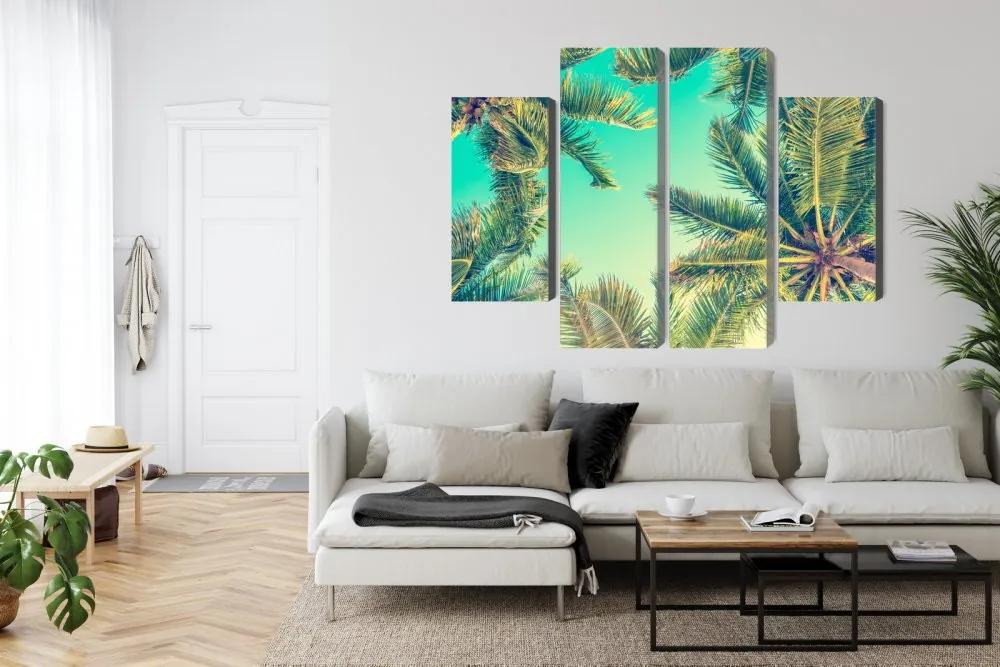 Vícedílný obraz Pohled Zdola Na Palmy Nedostatek Nedostatek Přírodní plátno 160x120