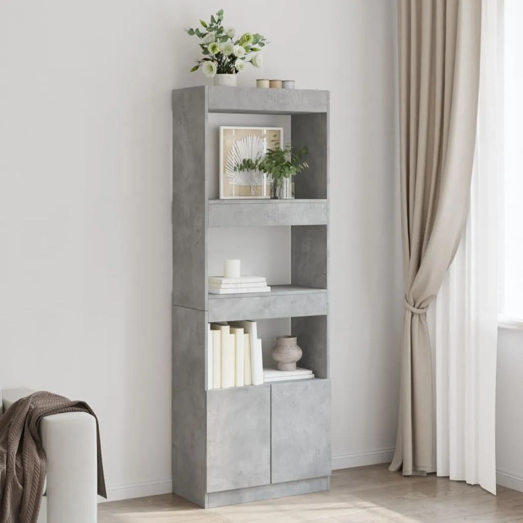 Skříň highboard betonově šedá 63 x 33 x 180 cm kompozitní dřevo