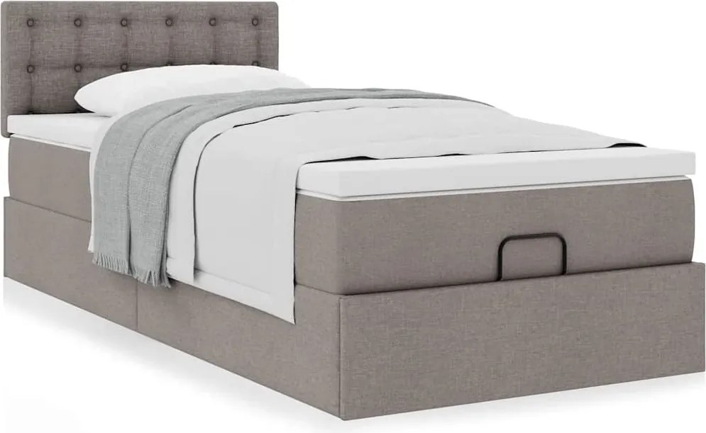 Osmanský rám postele s matrací taupe 90x190cm textil 3311591