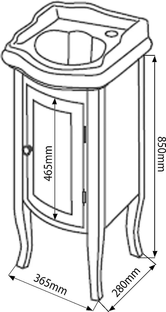 Sapho Retro 1640 umyvadlová skříňka 36,5 x 85 cm buk