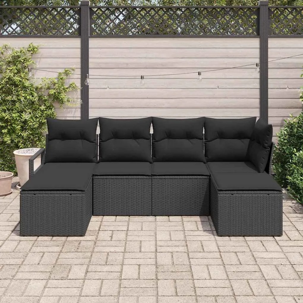 Set pohovek 6 ks Černá polyratan 3346493