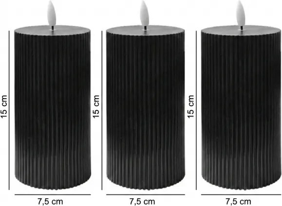 SADA 3x LED Svíčka BRILLO LED/2xAA 15 cm černá + dálkové ovládání