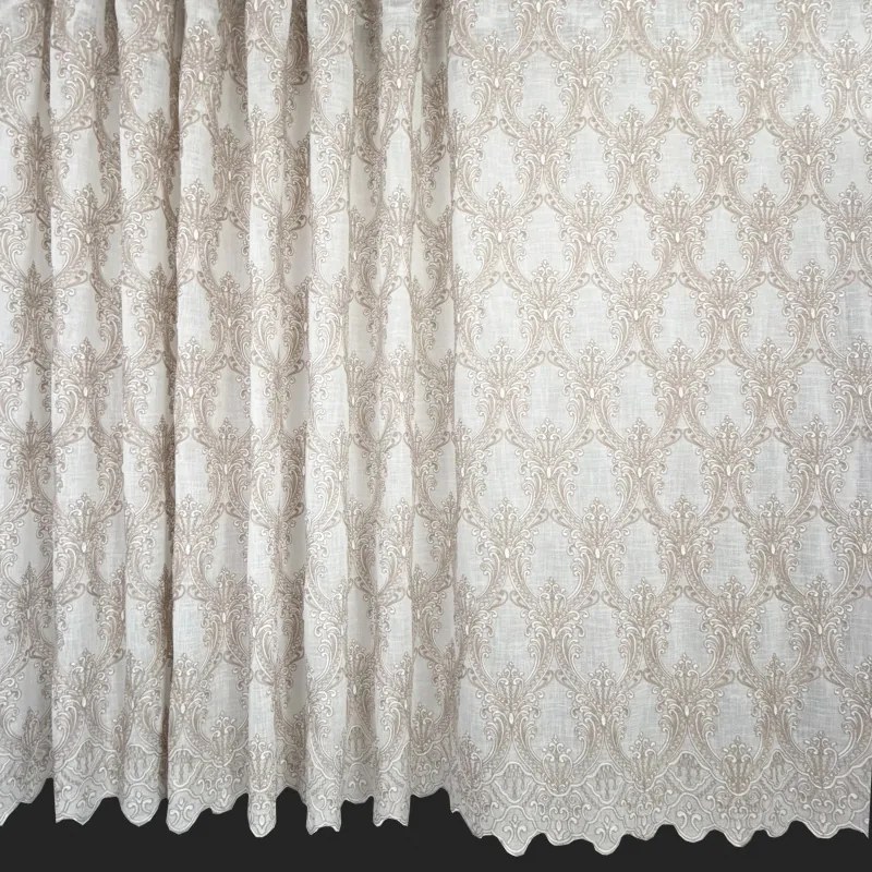 Voálová Luxusní vyšívaná záclona bílá Versailles Beige metráž Ervi 3634-132