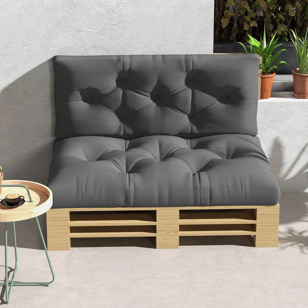 Outsunny 2místný Paletový Polštář 120cm x 80cm x 12cm s UV Ochrannou pro Zahradní Lavici, Tmavě Šedý