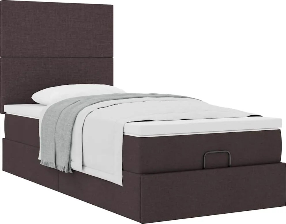 Osmanský rám postele s matrací tmavě šedá 90x190cm textil 3313039