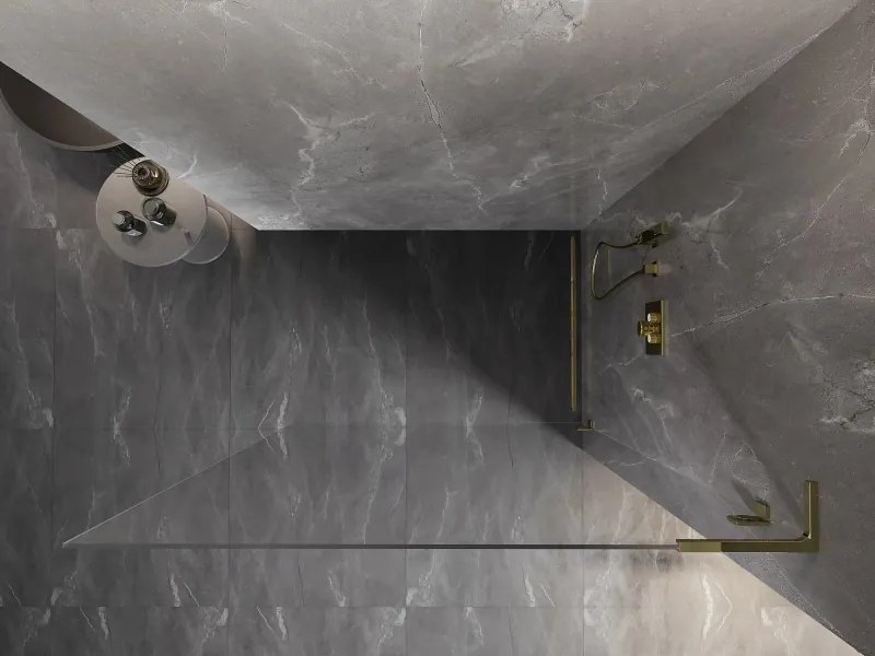 Mexen Lunar L sprchová stěna Walk-in pravá 60 x 200 cm, transparentní 8 mm, zlatá - 830L-060-000-50-00-P