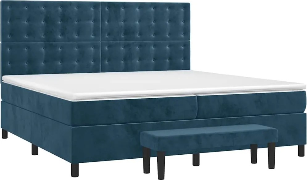 Box spring postel s matrací tmavě modrá 200x200 cm samet 3138107