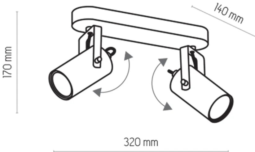 TK LIGHTING Bodový lustr - REDO 2798, 230V/10W/2xGU10, zlatá/černá