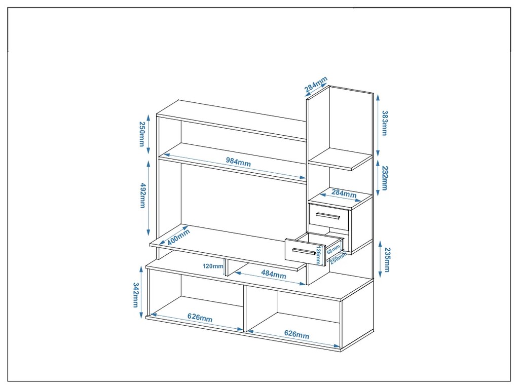 Vomaks unit, s.r.o. Obývací stěna ALIKANTE Barva: bílá