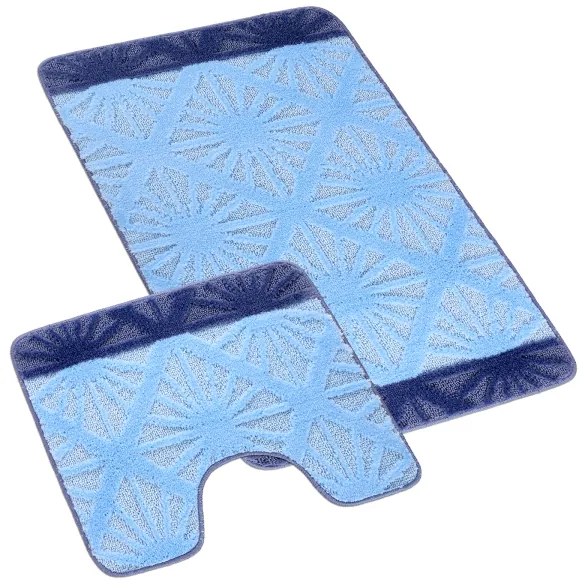 Bellatex koupelnové předložky SADA BANY 60x100 + 60x50 cm s výkrojem Paprsek Modrá