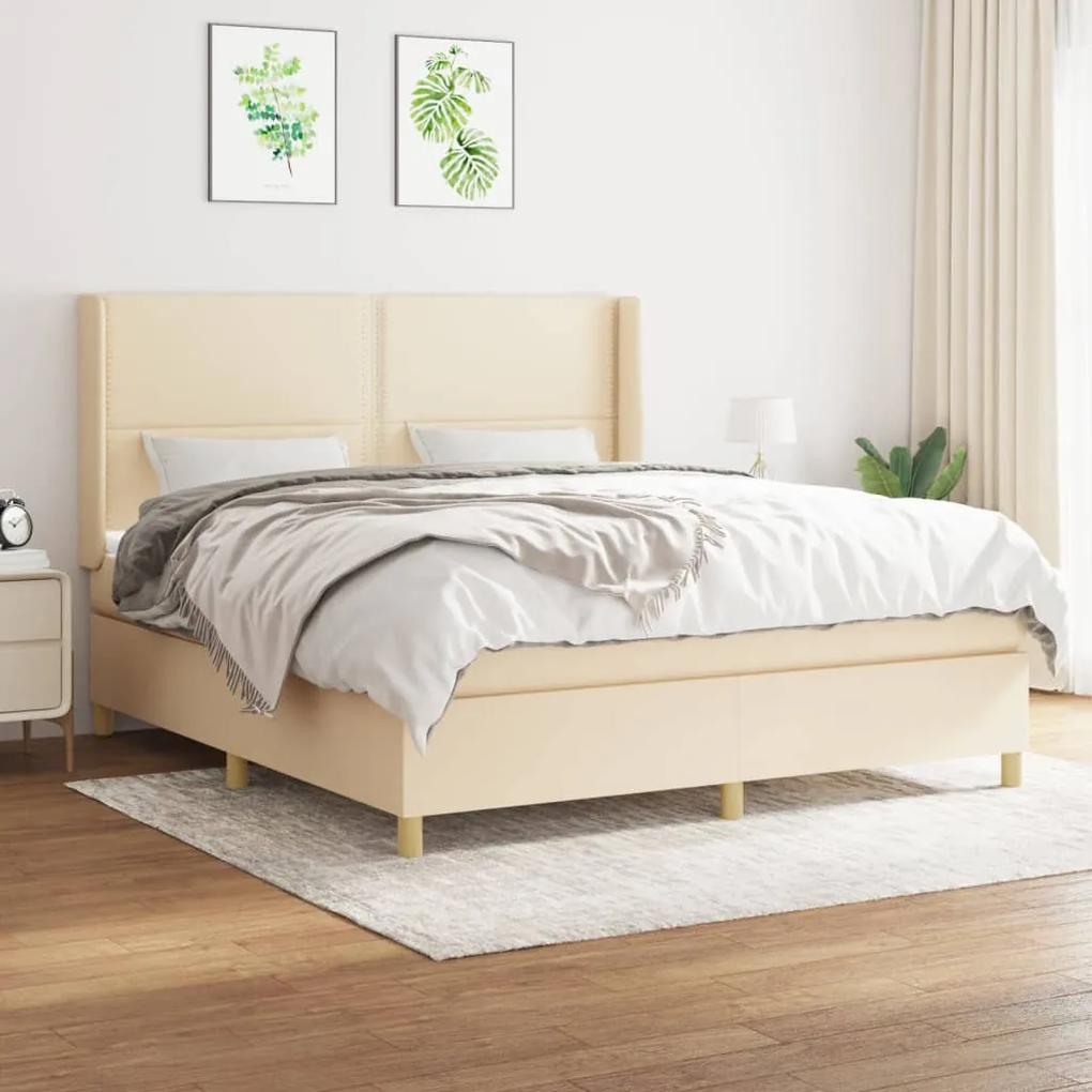 Box spring postel s matrací krémová 160x200 cm textil,  3131926