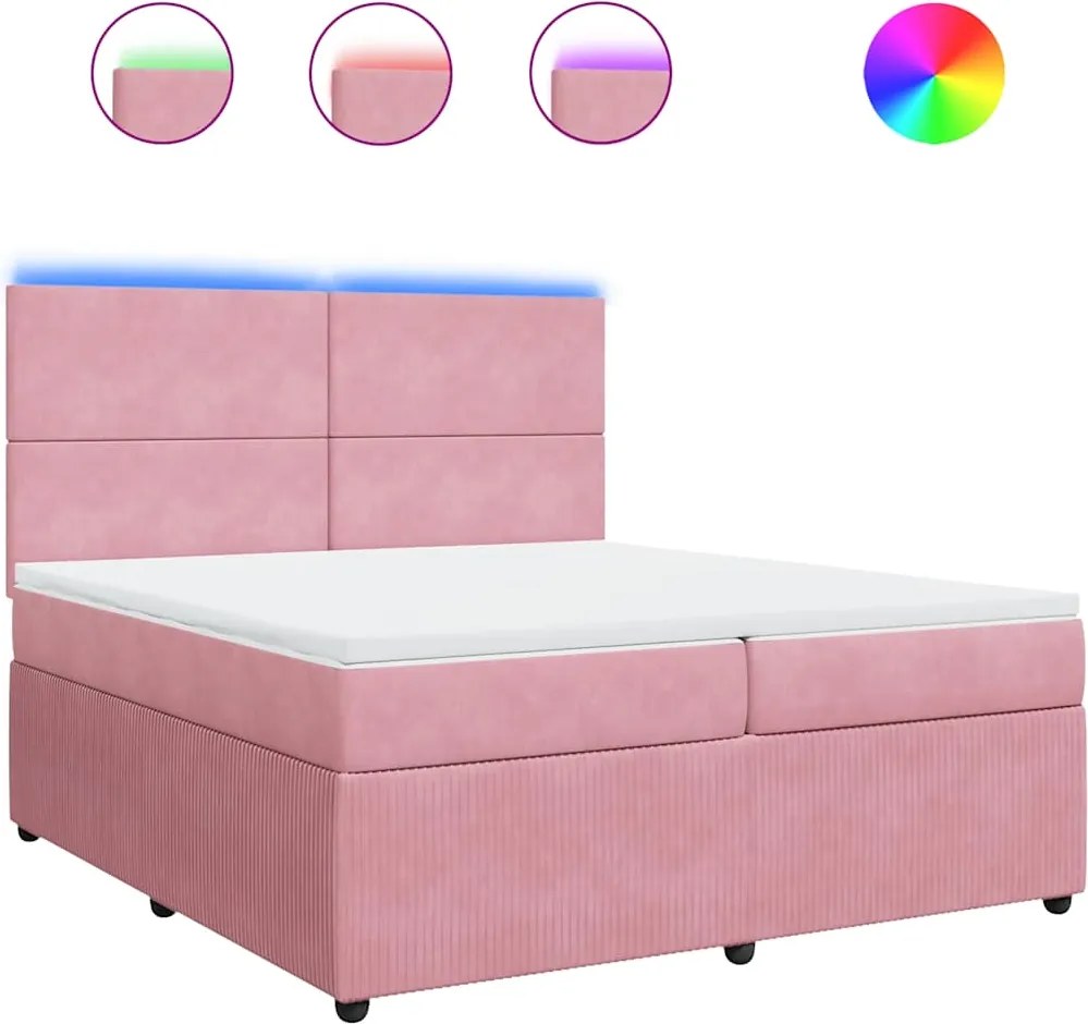 Box spring postel s matrací růžová 200x200 cm samet 3294729