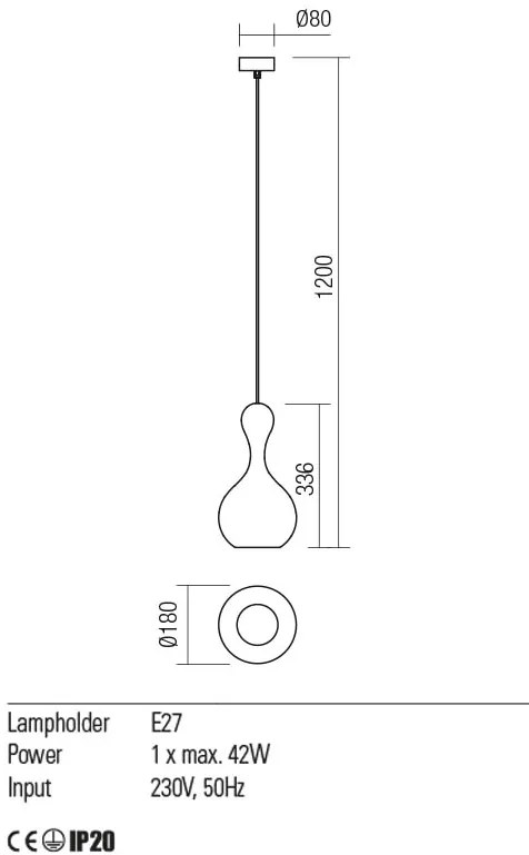 Redo Závěsné svítidlo Lob, ø18cm Barva: Champagne