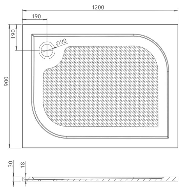 LOTOSAN Drop sprchová vanička 120x90, obdélník, vč. nožiček AQ LCA00129