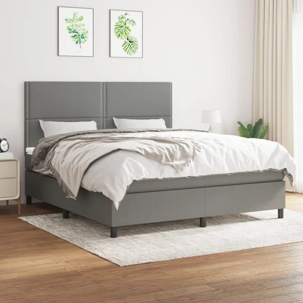 Box spring postel s matrací tmavě šedá 180x200 cm textil 3141714