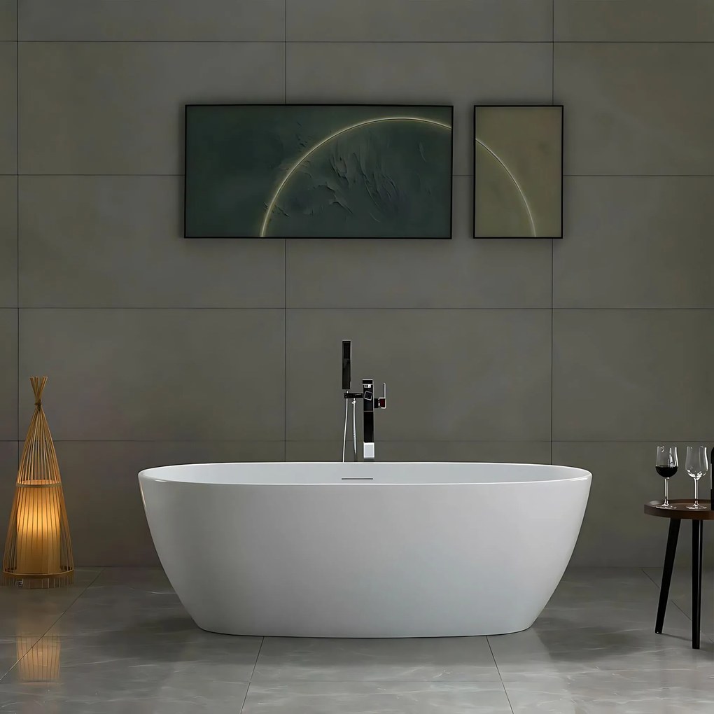 Rea Roma, volně stojící vana 170x75 cm, bílá, zlatý matný click-clack, KPL-W7128