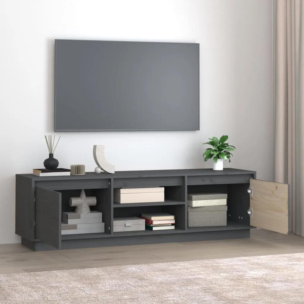 TV skříňka šedá 140 x 35 x 40 cm masivní borové dřevo - Default Title