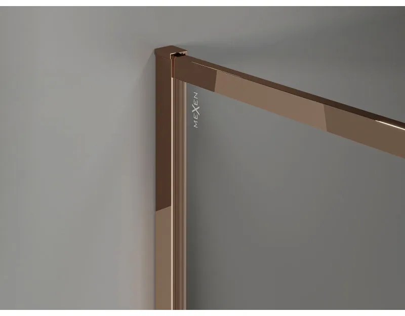 Mexen Kioto-F, sprchová zástěna s rámem 100 x 202 cm, 8 mm čiré sklo, profil růžové zlato, 800-100-104-60-00