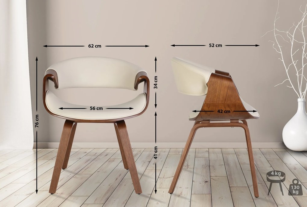Jídelní židle Foley umělá kůže Eiche – krémová