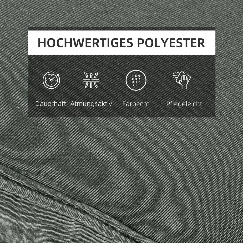 Polštářek na zahradní lehátko Outsunny s polštářem a odnímatelným potahem polyester + bavlněné vlákno šedý 198 x 53 x 5 cm