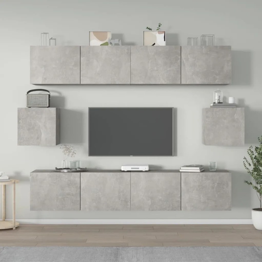 6dílný set TV skříněk betonově šedý kompozitní dřevo 3114361