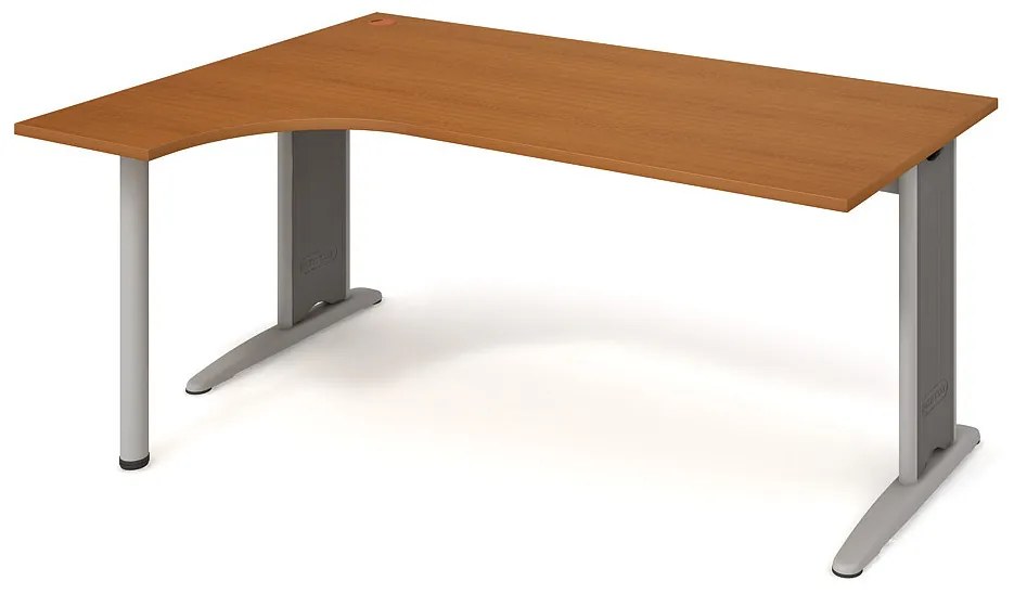 Stůl ergo oblouk pravý 180×120/80 cm - Hobis Flex FE 1800 P Dekor stolové desky: třešeň, Barva nohou: Stříbrná