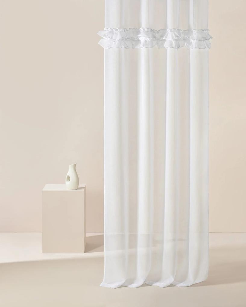 Room99 Záclona na kroužcích Frilla s volánky Jednobarevná Barva: Bílá, Velikost: 140 x 250 cm