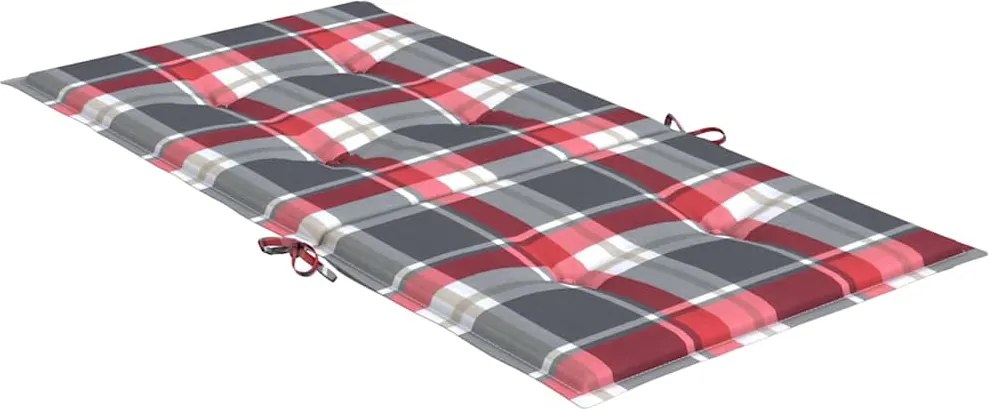 Podušky na židli nízké opěradlo 4ks červené kárované 100x50x3cm 314153