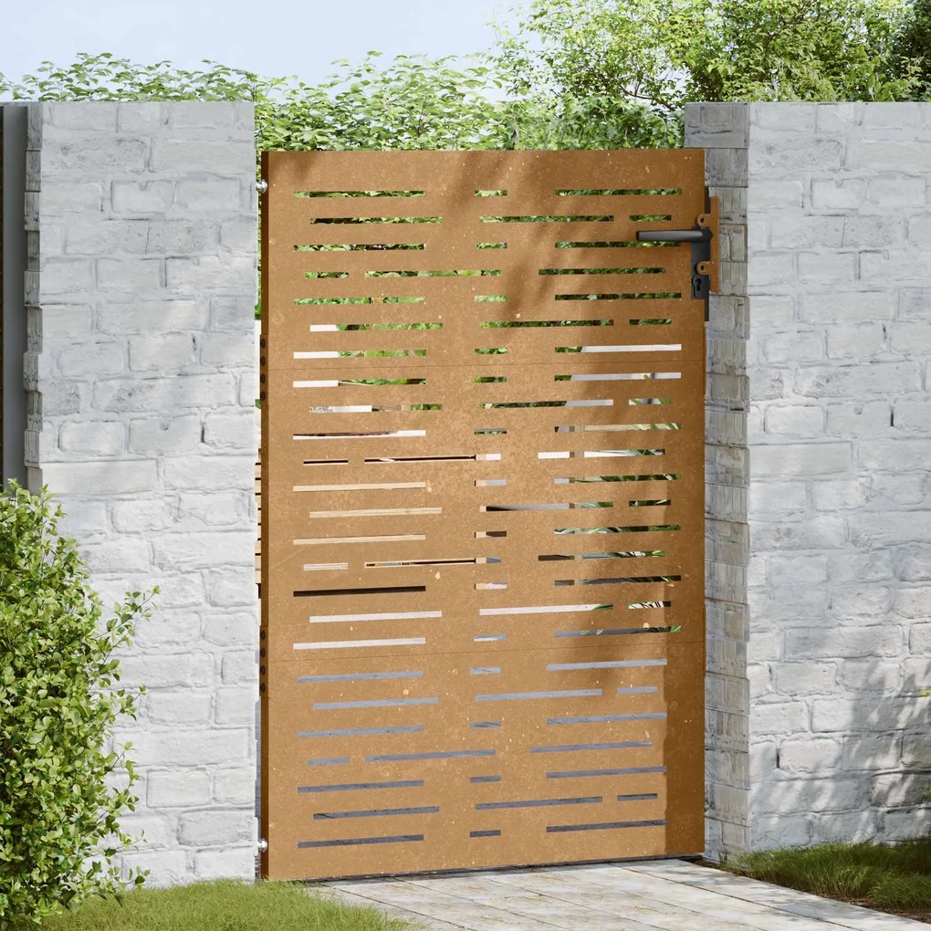 Zahradní branka 85 x 150 cm z corten oceli čtvercový design 153247
