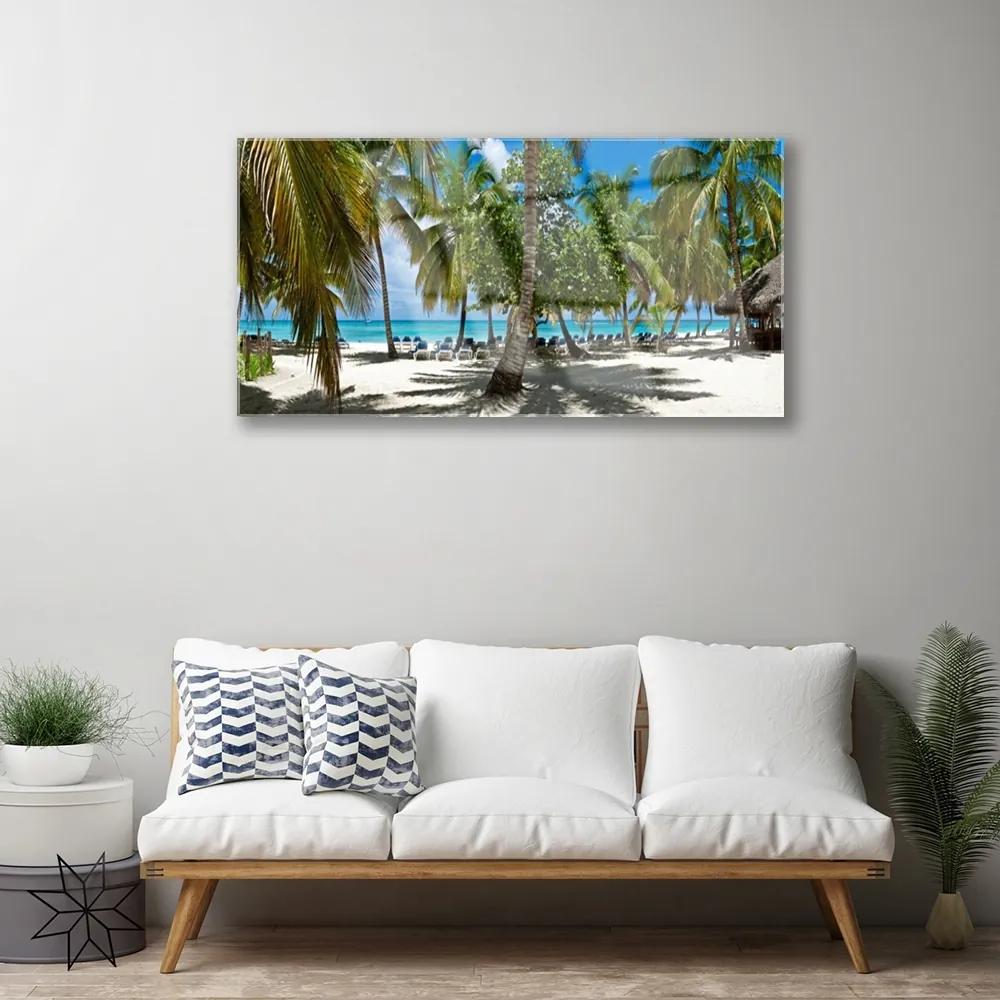 Obraz na skle Pláž Palma Stromy Krajina 120x60 cm