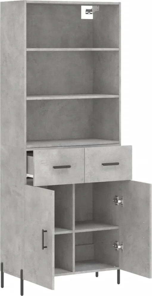 Skříň highboard betonově šedá 69,5x34x180 cm kompozitní dřevo 3200525