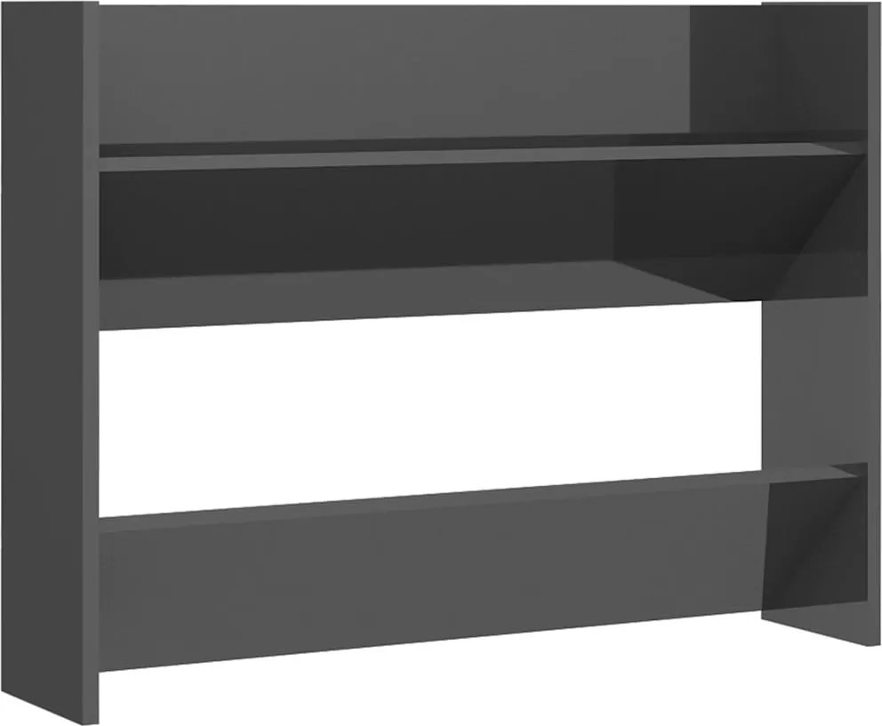 vidaXL Nástěnný botník 80 x 18 x 60 cm dřevotříska [806757] Barva: černá s vysokým leskem
