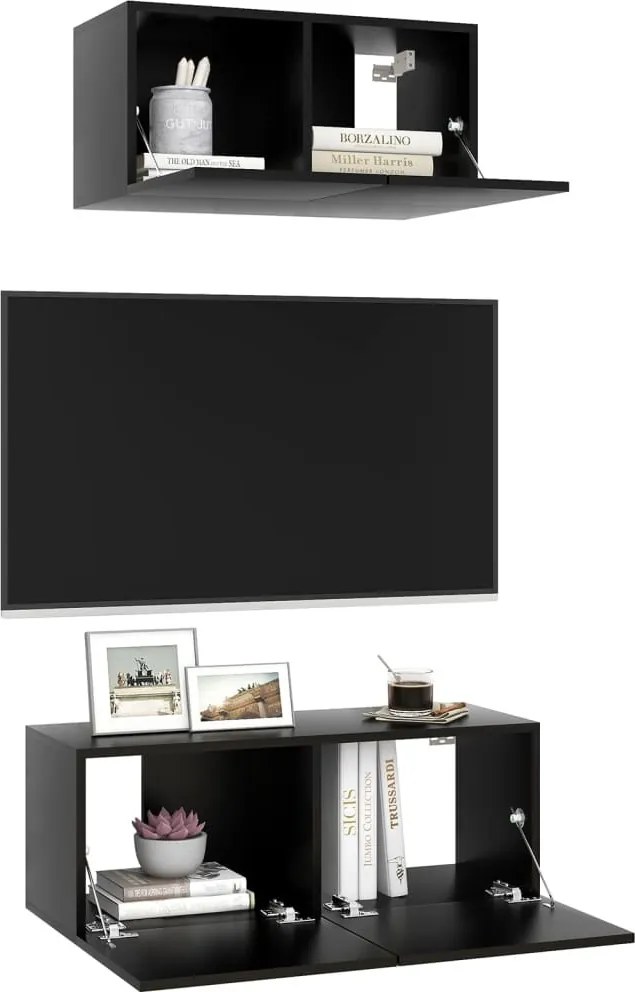 vidaXL 2dílný set TV skříněk dřevotříska [3079120] Barva: Bílá