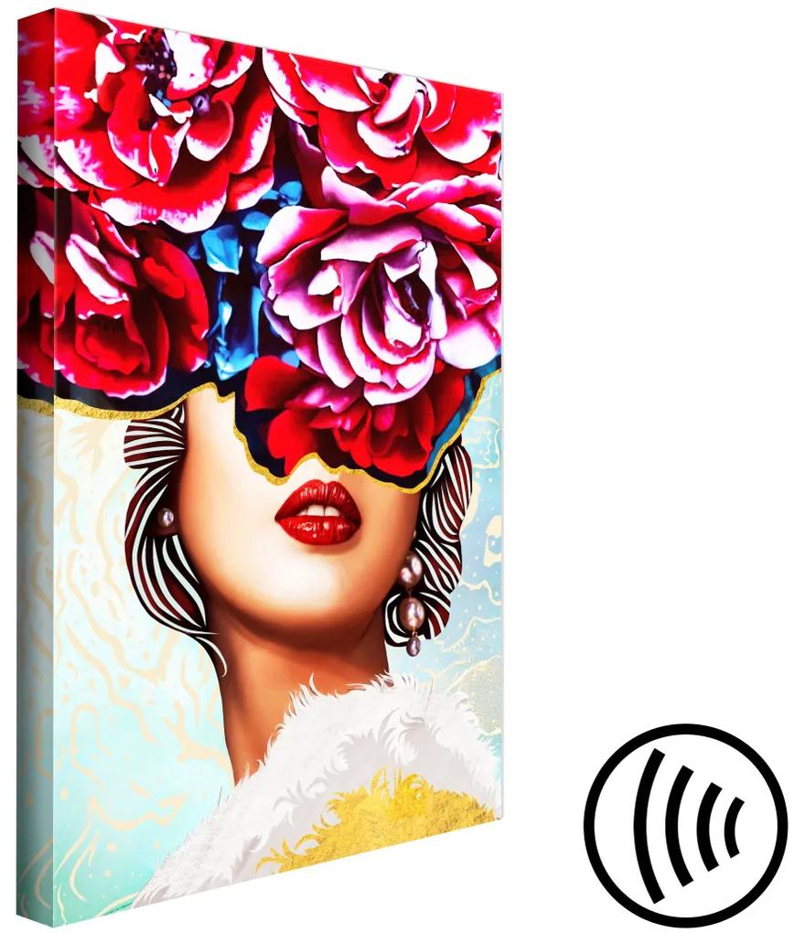 Obraz Sladké rty (1-dílný) svislý - abstrakce ženy a květin