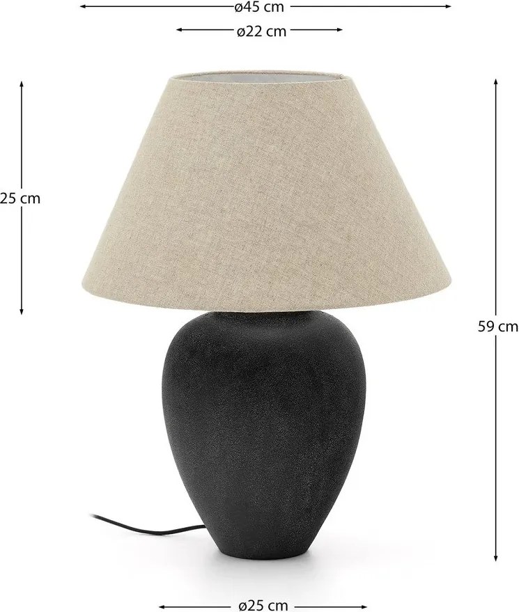 Černo-béžová stolní lampa s textilním stínidlem (výška 60 cm) Mercadal – Kave Home