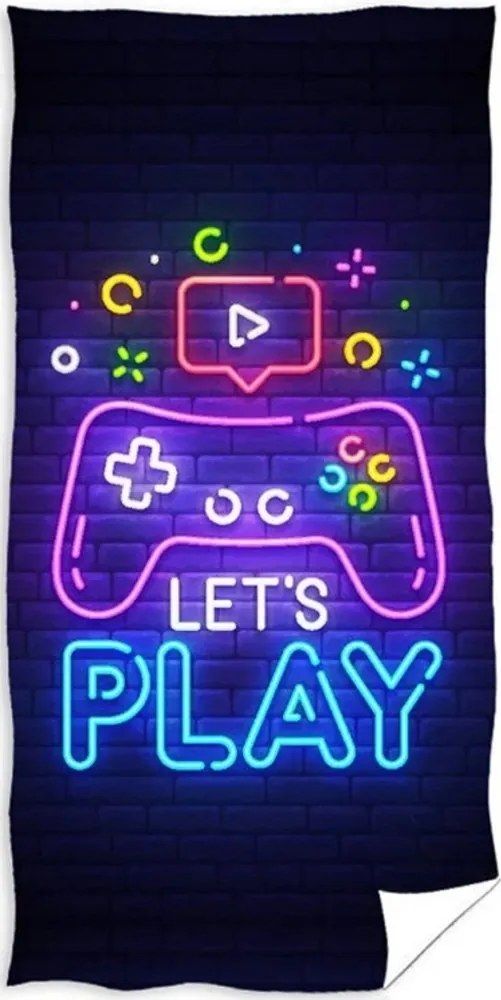 Bavlněná plážová osuška Game - motiv Let’s play - 100% bavlna - 70 x 140 cm