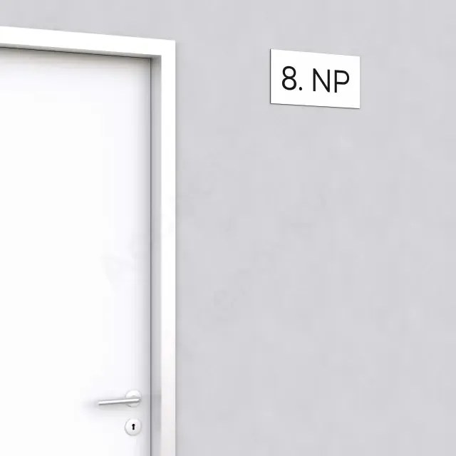 ACCEPT Označení podlaží "8. NP" - stříbrná tabulka - černý popis