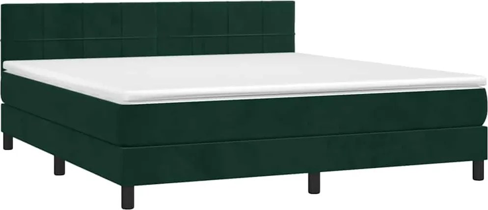 Box spring postel s matrací tmavě zelená 160x200 cm samet 3141314