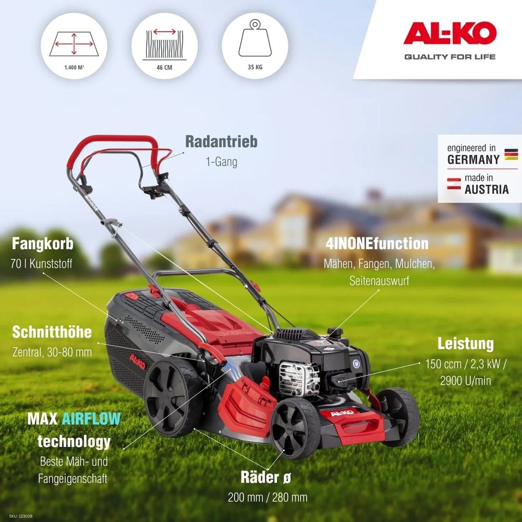 Benzínová sekačka AL-KO 473 SP-B Premium 4in1 (motor BriggsStratton 625 EXi ReadyStart, vyrobená v Rakousku) - SKLADEM !