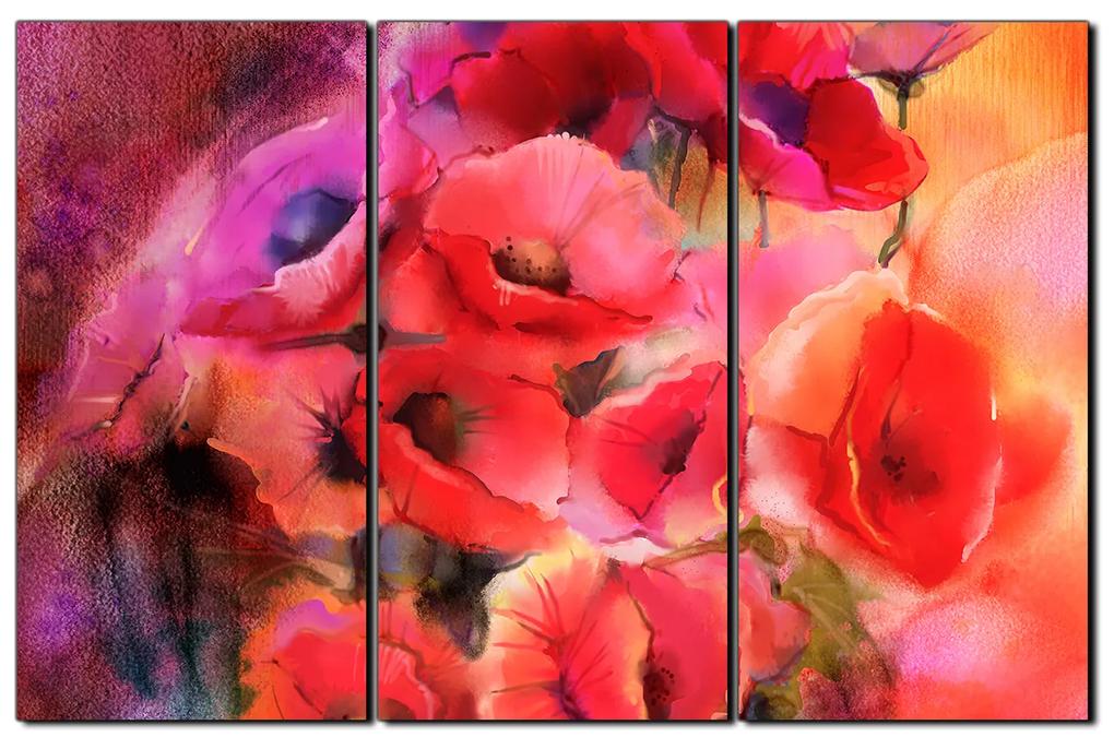Obraz na plátně - Akvarel, kytice máků, reprodukce 1270B (135x90 cm)
