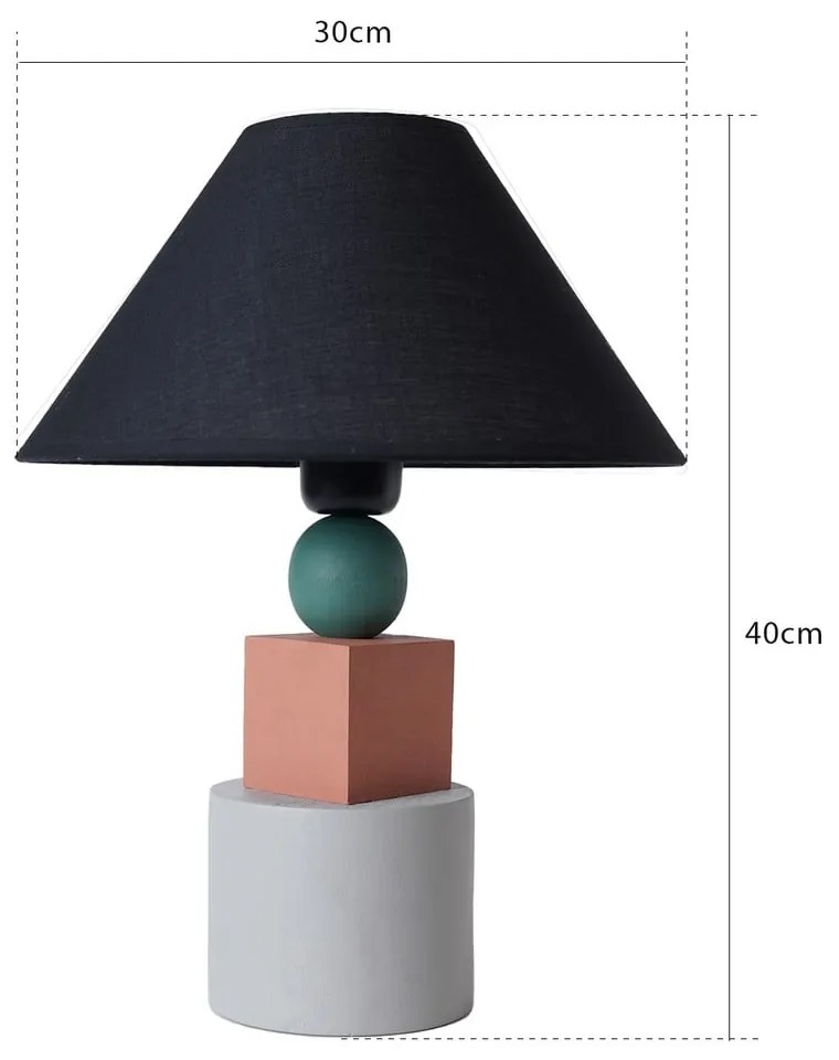 Černá stolní lampa s kovovým stínidlem (výška 40 cm) Rila – Opviq lights