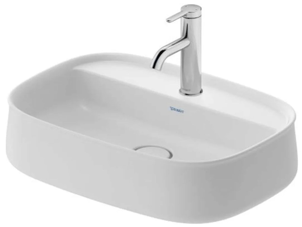 Duravit Zencha - Umyvadlo na desku 55x39 cm, bez přepadu, otvor pro baterii, DuraCeram, matná bílá 2374553271