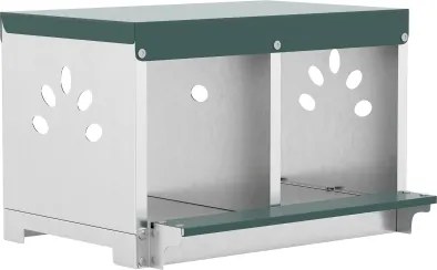 PawHut hnízdní box z pozinkované oceli se 2 komorami pro 2 slepice s vodotěsnou střechou a ventilací Stříbrná a zelená