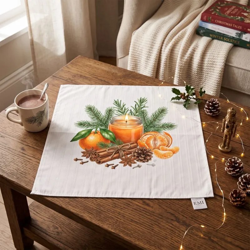 Damaškový ubrus Winter Mandarin 40x40 cm EMI