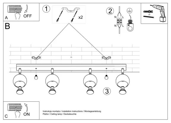 Sollux SL.0441 - Stropní bodové svítidlo OCULARE 4xGU10/10W/230V