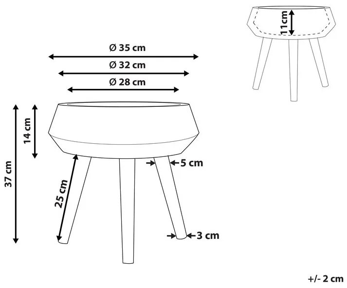 Nádoba na květiny s dřevěnými nohami ⌀ 28 cm šedá MOUSSATA Beliani